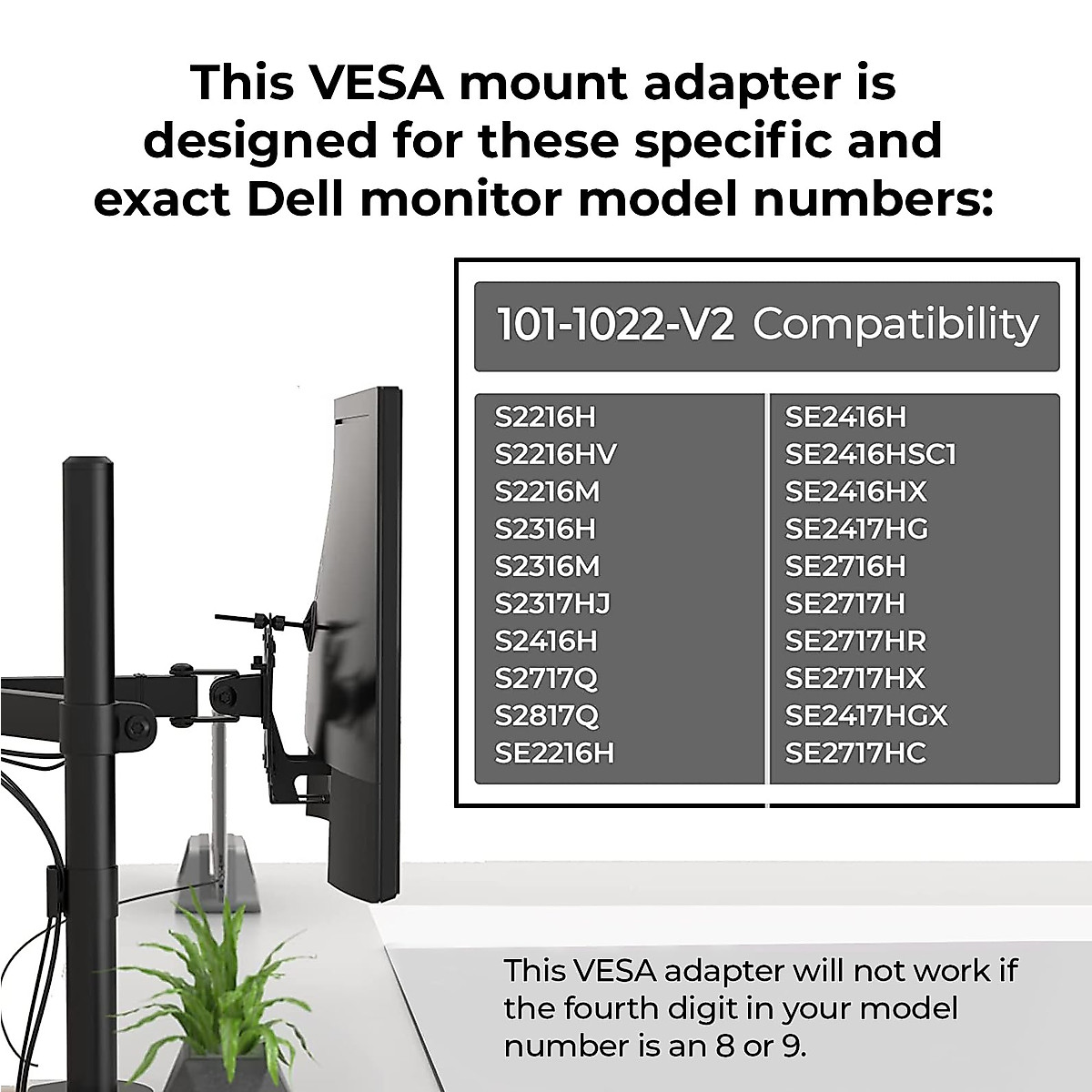 HumanCentric VESA Mount Adapter Compatible with Dell Monitors SE2416HX ...