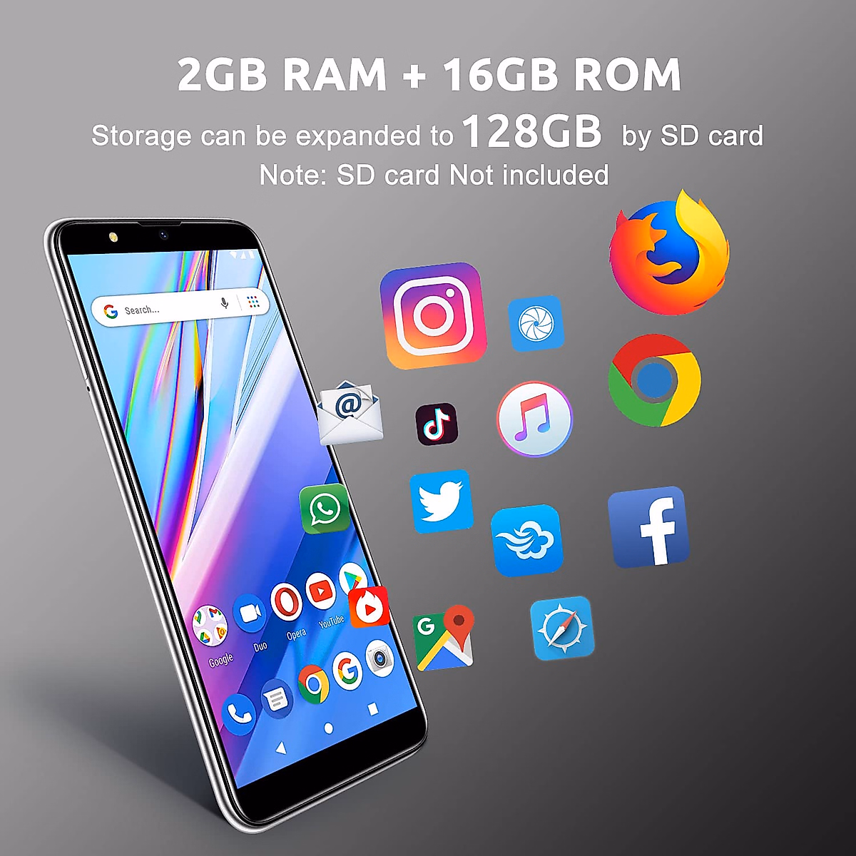 Xgody Unlocked Cell Phones V40, 6 Inch IPS Screen Smartphones, Android 10 OS Dual SIM Cheap Mobile Phone, Quad Core 2GB+16GB, Dual 5MP+5MP Camera, 3000mAh Battery, Face ID Smart Phone (Black)