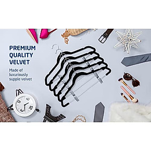 Pack of 30 Pant Hangers, 16.5 Inch Long Velvet Pant Hangers with Adjustable Clips, Heavy Duty, Non-Slip, Space Saving, 360° Swivel Hook