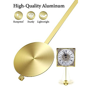 NiHome Quartz Wall Clock Pendulum Replacement Aluminum Traditional Mechanical Clock Pendulum Grandfather Clock Pendulum Replacement High Gloss Clock Pendulum (Gold)