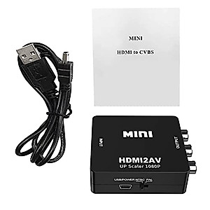 HDMI to AV Converter, HDMI to RCA Adapter, 1080p HDMI to AV 3RCA CVBs Composite Video Audio Converter Adapter for TV/PS3/VHS/VCR/DVD/PC/Blu-Ray DVD