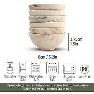 Bascuda® Small Ceramic Bowls Set of 6 with Gift Box - Snack Bowls for Tapas, Dessert, Nuts, Olive, Soy Sauce Dish, Dip - Colourful Decorative Moroccan Spanish Mexican - Decorative Bowl - 3.14 Inches