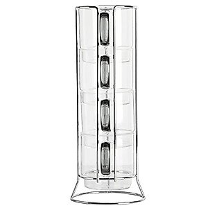 Gibson Soho Lounge Stackable Glass Mugs with Rack, Glass, 4-Piece