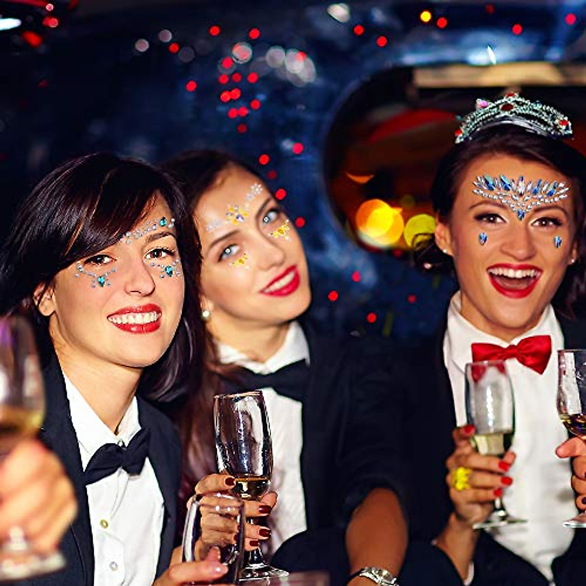 Duufin 15 Sets Face Jewels Stickers Face Gems Glitter Mermaid Face Crystal with 15 Boxes Chunky Face Glitter Temporary Tattoos for Festival Rave Carnival Party