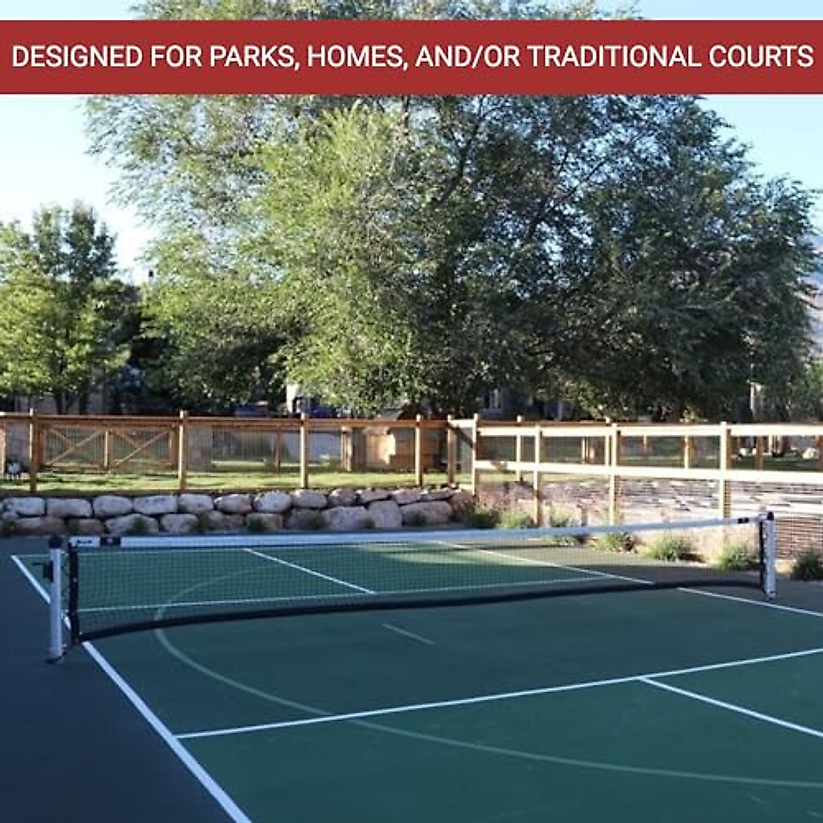 Dominator In Ground Pickleball System - Includes Two Heavy Duty Round Pickleball Posts with Net and Sleeves - Aluminum, Rust Free, and Follows USAPA Standards