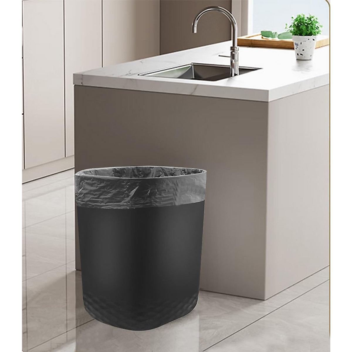 Feiupe Small Trash Can with 60 Count of Trash Bags,2.5 Gallon Wastebasket Recycling Bin Trash Can for Bathroom Bedroom Office Kitchen (2, Black)