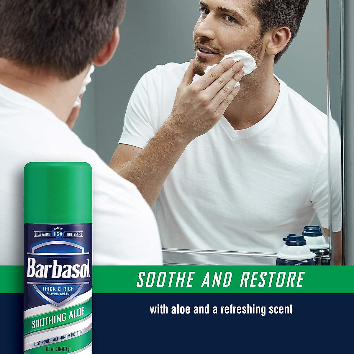 Barbasol Soothing Aloe Thick and Rich Shaving Cream, 7 Ounce, Pack of 6