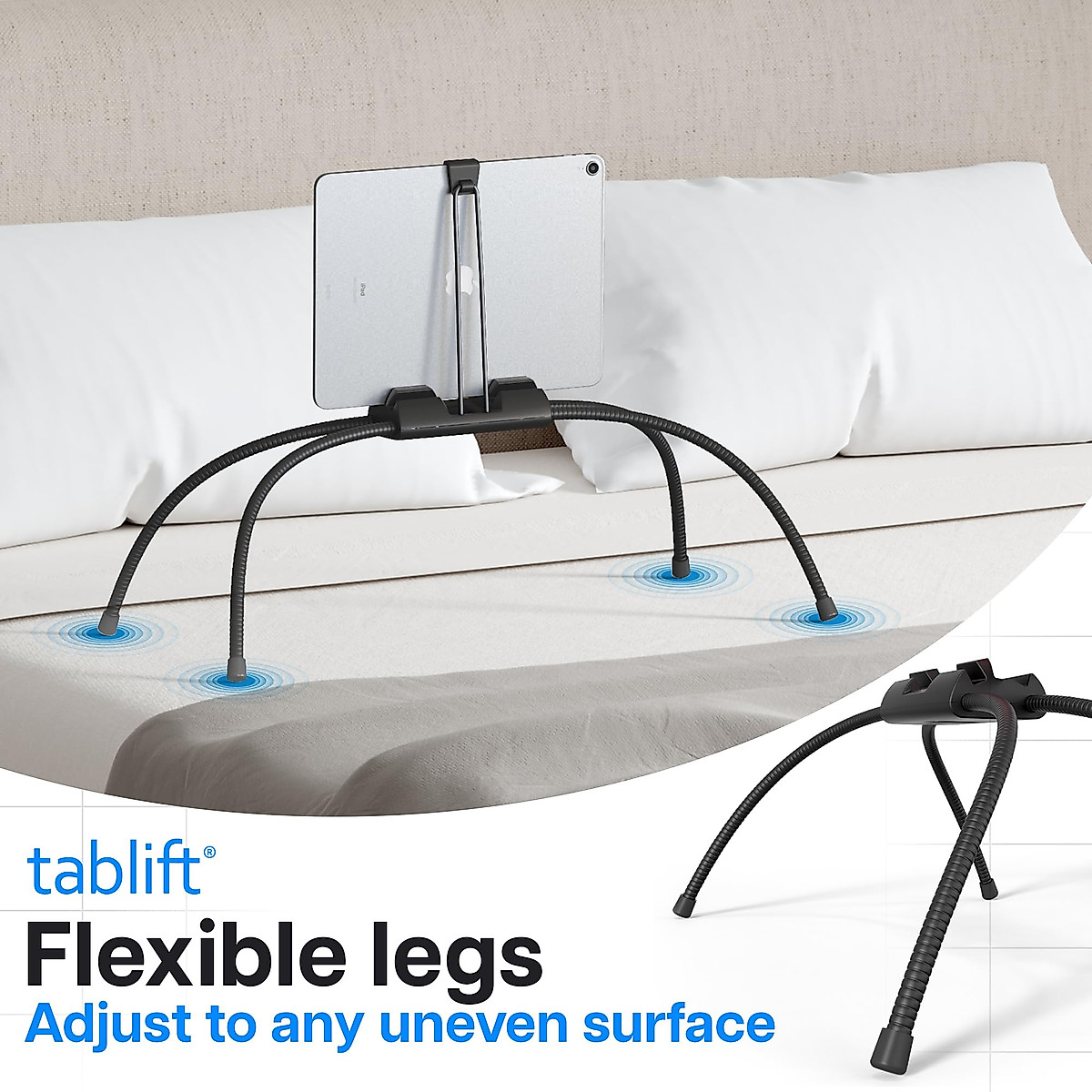 Tablift iPad Holder for Bed - Flexible Universal Tablet Stand - Mount - Bed or Table