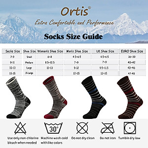 Ortis Ladies' Merino Wool Cushion Crew Socks for Women Outdoor Hiking Hike Trail Lightweight Gifts(MixColor3)