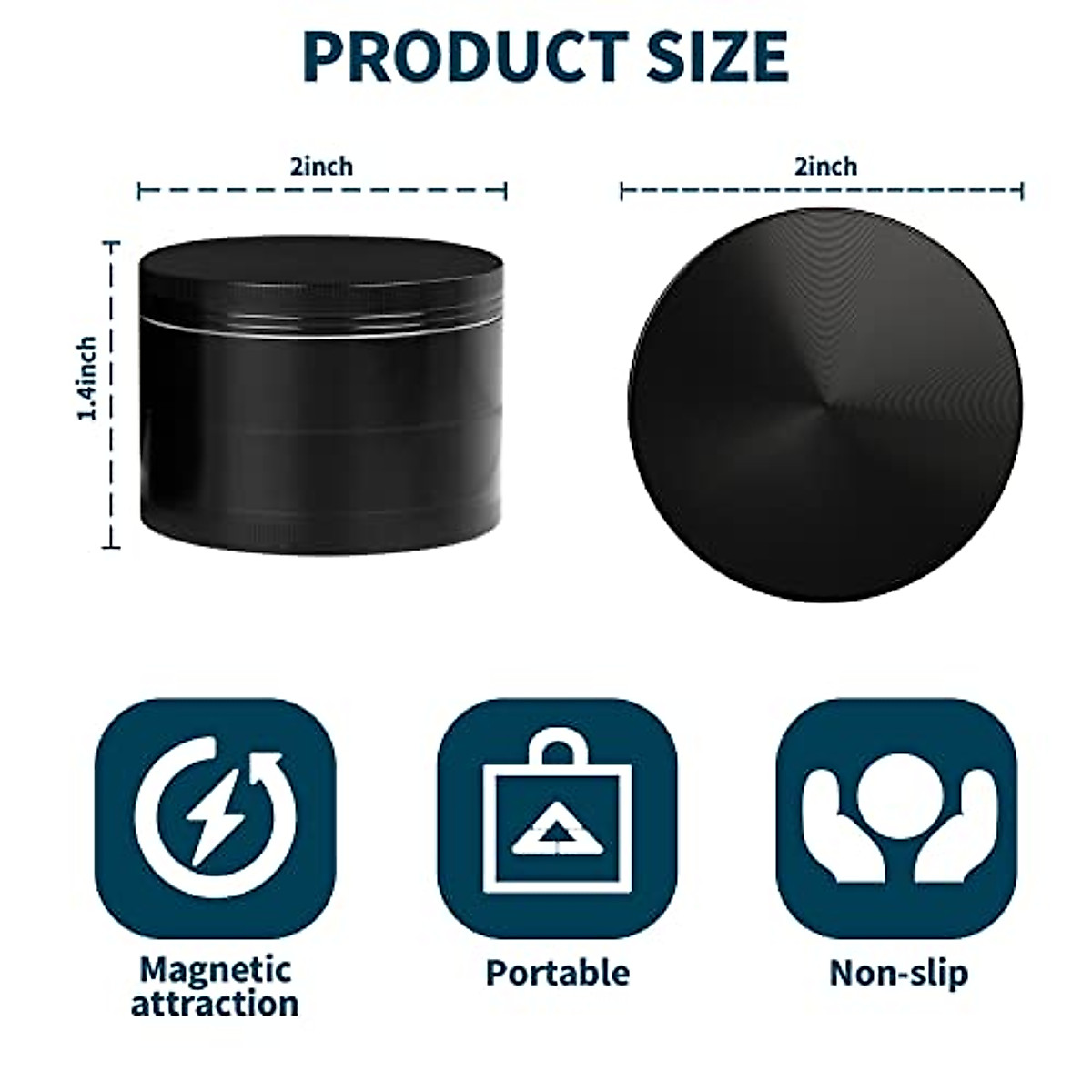 Romybue Spice Grinder Small 2.0 Inch Black