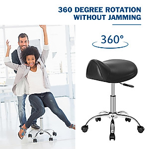 Ergonomic Saddle Stool/Professional Saddle Chair-Adjustable Stool with Wheels,Heavy-Duty Saddle Stool Rolling Chair for Clinic Dentist Spa Massage Salons Studio Tattoo