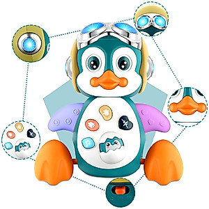US-VIVIV Baby Musical Toys Penguin 6-18 Months 2 Year Old and up Boys Girls Crawling Toys Early Learning Interactive Educational Preschool Development Kid Birthday Gifts Toy Christmas Brown