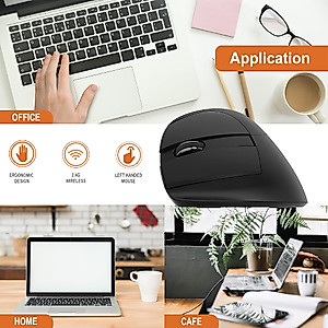 J-Tech Digital Ergonomic Left Hand Mouse with Wireless Connection, AA Battery, 2.4GHz Nano Transceiver, 800, 1200, 1600, 2400 Adjustable DPI; Compatible with Windows and MAC OS [V628ML]