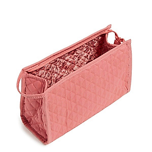 Vera Bradley Women's Cotton Trapeze Cosmetic Makeup Organizer Bag, Terra Cotta Rose - Recycled Cotton, One Size