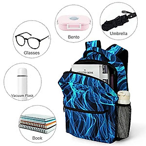 Blue Flame Fire Funny Backpack Shoulders Bookbag Travel Laptop Daypack