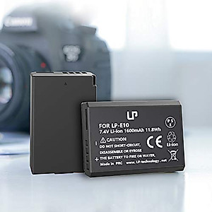 LP-E10 Battery Pack, LP 2-Pack Replacement Battery, Compatible with Canon EOS Rebel T7, T6, T5, T3, T100, 4000D, 3000D, 2000D, 1500D, 1300D, 1200D, 1100D & More (NOT for T3i T5i T6i T6s T7i)