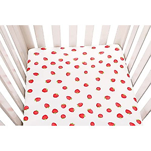 100% Jersey Knit Cotton Bassinet Sheet Set 2 Pack (33" x 19"), Ultra Soft Stretch Compatible with Mika Micky, Baby Delight, Dream On Me, Amke and Other Rectangle Mattress, Lemon and Strawberry