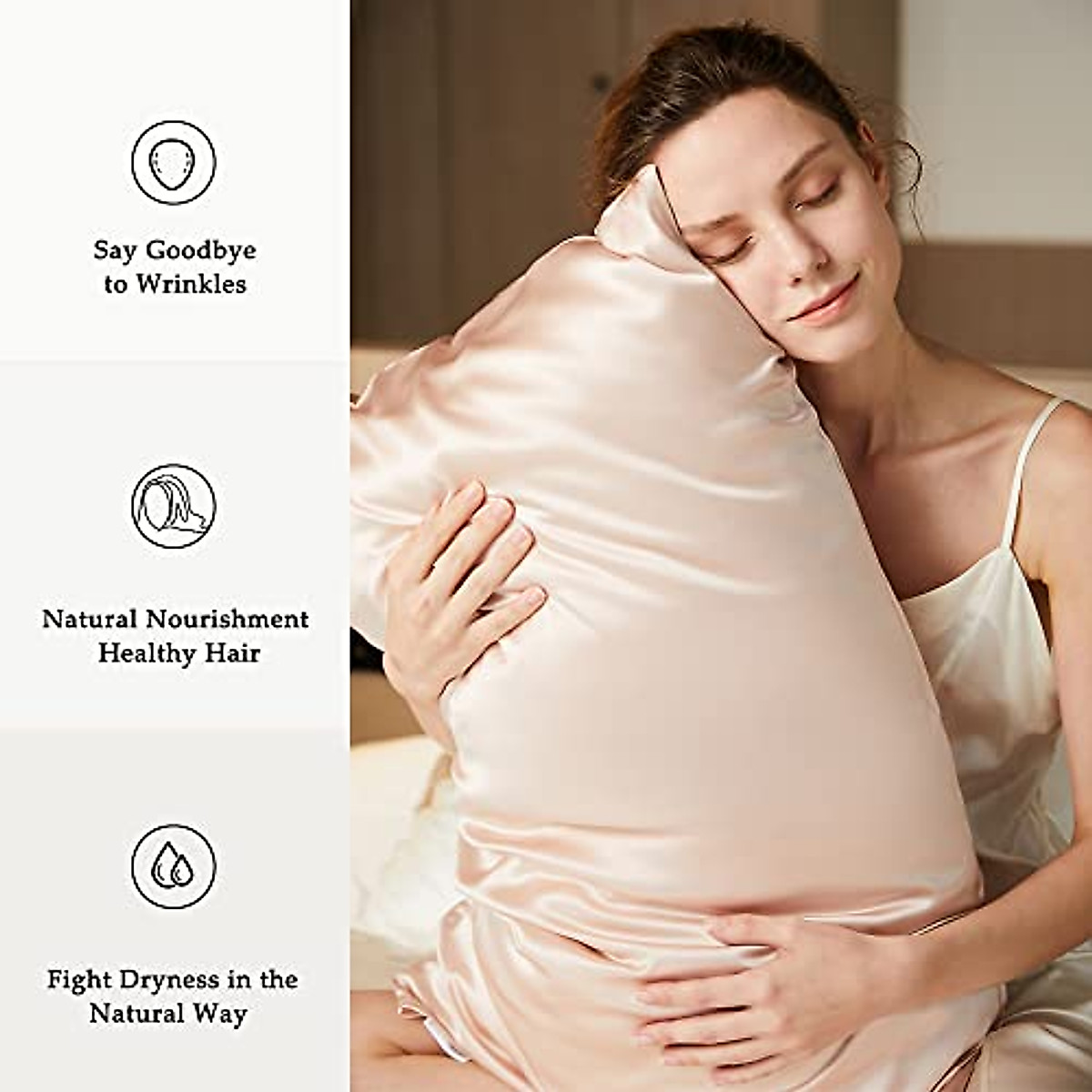 Silk Pillowcase, 100% Mulberry Silk 22 Momme Both Sides Silk Pillow Cases Queen Size for Hair and Skin with Gift Box, 1 Pc (Queen, Cloudy Grey)