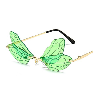 Zap Sinya Fashion dragonfly wings rimless sunglasses party masquerade sunglasses-C