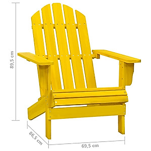 Tidyard Patio Adirondack Chair Solid Fir Wood Yellow Outdoor Fire Pit Chair Wooden Garden Armchair for Porch Pool Lawn Deck Backyard Balcony Outdoor