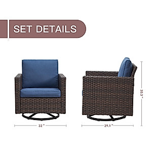 HUMMUH Outdoor Swivel Chairs,PE Wicker Patio Furniture Rocker Glider Chairs for Porch Balcony Deck Garden