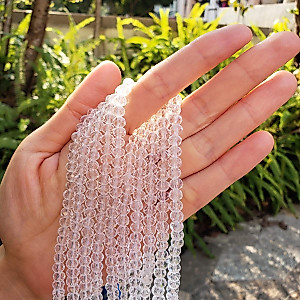 5 Strands Czech Faceted Rondelle Crystal Glass Loose Beads 6mm Spacer Bulk Crystal Clear (420-430pcs) for DIY Jewelry Craft Making CCR601