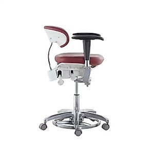 Foot Controlled Medical Ergonomic Dental Microscope Dynamic Stools Chair PU Leather with 45°Swiveling Armrests