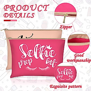 Xuniea 6 Pcs Funny Canvas Cosmetic Bag Makeup Cosmetic Pouch Letter Makeup Bag Multi Color Canvas Toiletry Bag Portable Cute Makeup Pouch for Women birthday Holiday Vacations Friends