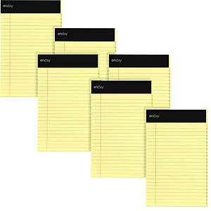 Jr. Legal pad, Small Note Pads Legal Ruled Writing Pad. Perforated Edge. 5" X 8" Canary Yellow, Universal, 50 sheets per Pad (Pack of 6)