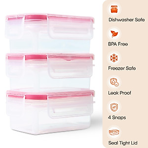 MosJos Condiment Containers with Screw Lids (3-Set) - 6.4 Oz Reusable Leakproof Salad Dressing Containers to go - Snack Containers Storage Cups for Lunch, Dishwasher Friendly, (Clear)