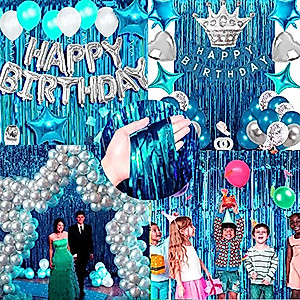 Dazzle Bright Backdrop Curtain, 3FT x 8FT Metallic Tinsel Foil Fringe Curtains Photo Booth Background for Baby Shower Party Birthday Wedding Engagement Bridal Shower (2, Blue)