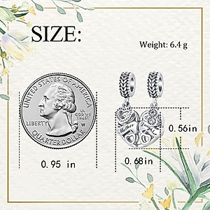 QeenseKc Mother Daughter Matching Heart Pendant Bead Charm for Pandora Bracelet Christmas Gift (Aut-164_MotherDa)