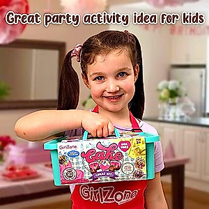 GirlZone Cake Pop Craze Kit, Kids Baking Set for Kids Ages 10-12 with Cake Pop Mold, Cake Pop Kit Stand, Cake Pop Gift Bags and Decorating Pen, Awesome Baking Gifts for Kids and Cakepops Molds Set