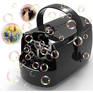 Bubble Machine Durable Automatic Bubble Blower, 18000+ Big Bubbles Per Minute Bubbles for Kids Toddlers Bubble Maker Operated by Plugin or Batteries Bubble Toys for Indoor Outdoor Birthday Party