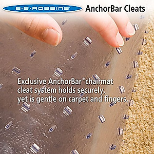 ES Robbins EverLife Anchor Bar Lipped Vinyl Chair Mat for High Pile Carpet, 45 by 53-Inch, Clear