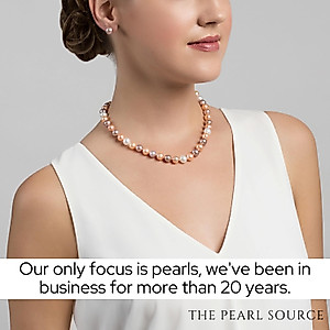 The Pearl Source 7.0-7.5mm Freshwater Pearl Necklace for Women - Pearl Strand Necklace | Multi-Color 18" Length Pearl Necklace with Genuine Cultured Pearls
