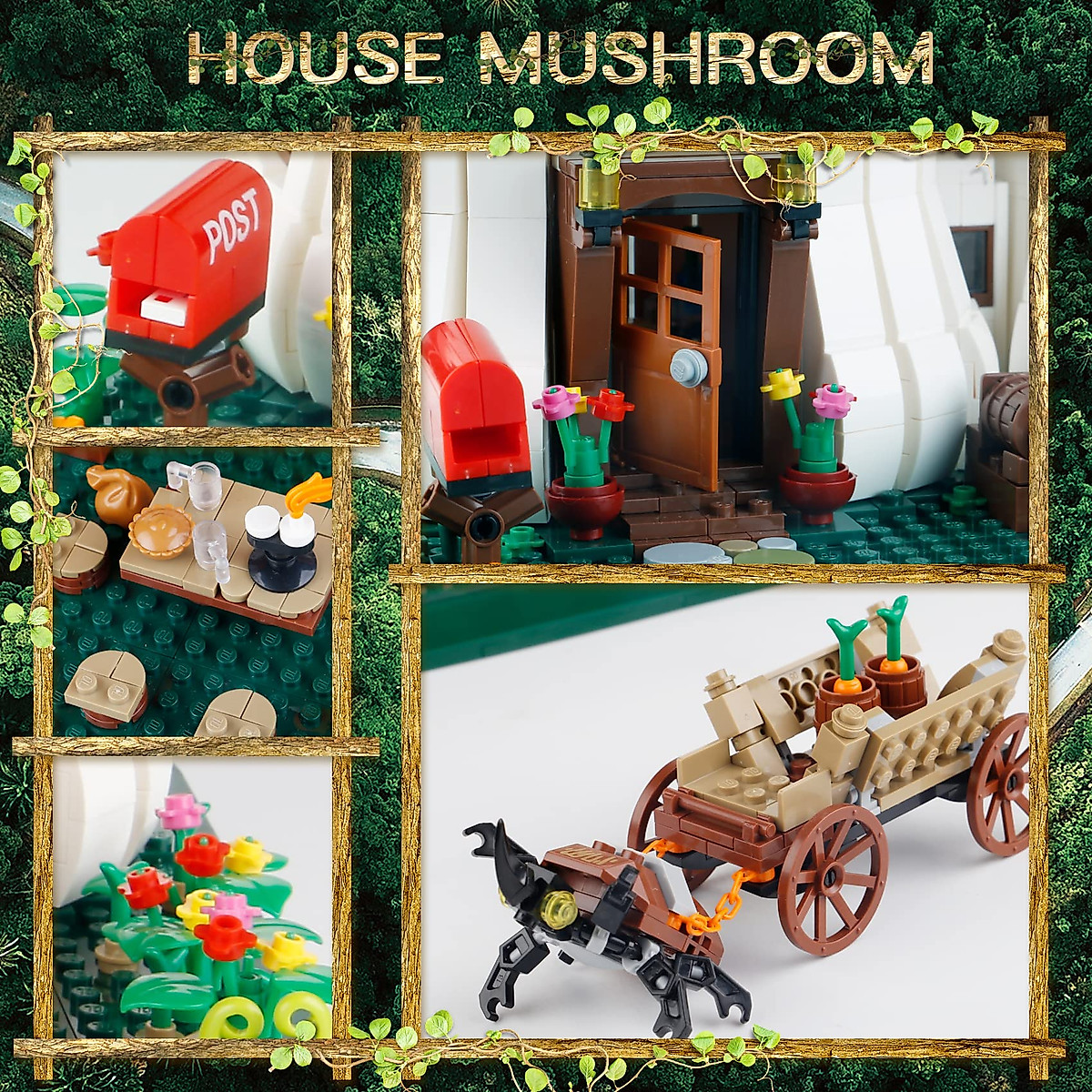 SAMYBLOCKS Mushroom House Building Blocks Sets(2233PCS),Creative Ideals Treehouse Building Blocks, Best Gift for 6+ Boys, Girls or Adults