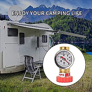 Solimeta Water Pressure Regulator with Stainless Steel Liquid Filled Lead-Free Pressure Gauge, Pressure Reducer for Camper, Trailer, RV, Garden, Plumbing System, 40-50 psi, 3/4" Hose