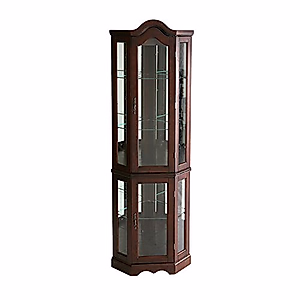 Home Decorators Collection Vitric Lighted Curio, 70" Hx21 Wx16 D, Mahogany