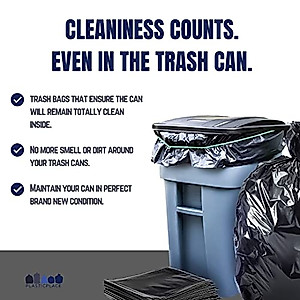 Plasticplace 95-96 Gallon Garbage Can Liners │ 2 Mil │ Black Heavy Duty Trash Bags │ 61” x 68”, 25 Count