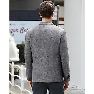 J.VER Men's Casual Sport Coat Classic Fit One Button Blazer Jacket with 5 Real Pockets Light Grey