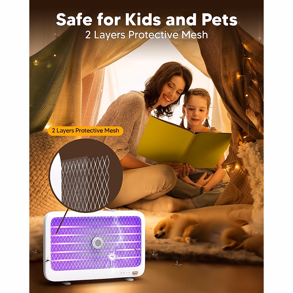 Bug Zapper Indoor and Outdoor - 10 Years Lifespan LED Mosquito Zapper, 4000V Rechargeable Fly Zapper for Patio Home Camping Balcony