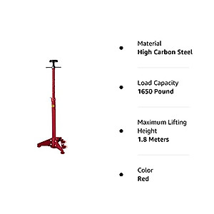 Bestauto Underhoist Stand 3/4 Ton Capacity Pole Jack Heavy Duty Jack Stand Car Support Jack Lifting from 38.4" to 74.8", Triangular Base, Two Wheels, Easy Adjustment, Automotive Support, Red