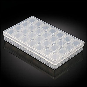 Typutomi 28 Grids Storage Box, Clear Plastic Diamond Painting Embroidery Box Beads Storage Container Jewelry Case for Beads, Jewelry, Tools, Pill and DIY Crafts