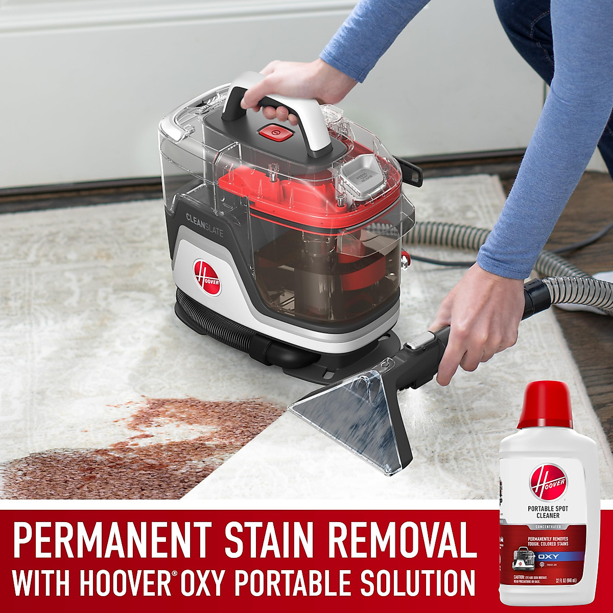 Hoover CleanSlate Pet Portable Carpet + Upholstery Spot Cleaner Machine, Powerful Suction with Versatile Tools, Pet Stain Remover, Car and Auto Detailer, Pair with Hoover Carpet Cleaner Solution