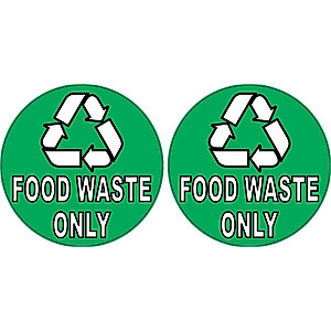 StickerTalk Recycling Food Waste Only Vinyl Stickers, 1 Sheet of 2 Stickers, 3 inches by 3 inches Each