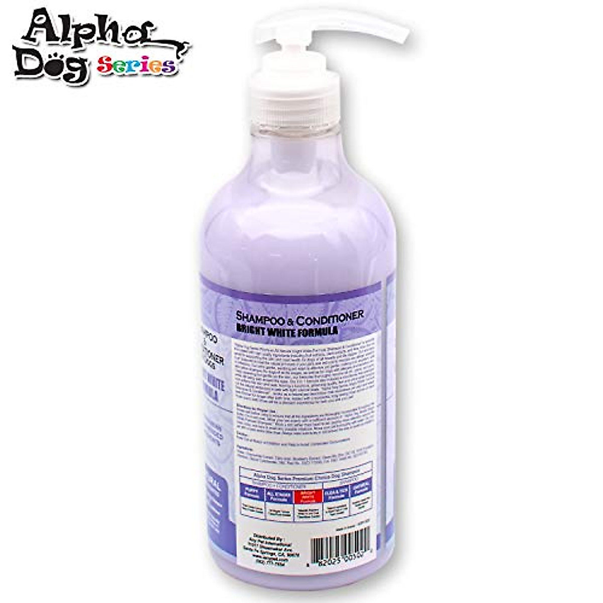 Alpha Dog Series Bright White Grooming Natural Dog Shampoo and Conditioner with Aloe Vera, pH balanced Shampoo for Dogs, Tear-Free, Moisturizing Dog Shampoo for Sensitive Skin - 26.4 Oz