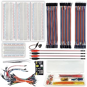 Minidodoca Breadboard Jumper Wires Kit 4pcs 400&830 Point Solderless Breadboards with Power Supply Module,140pcs 0.08"- 4.92" U-Shape,65pcs 4.7"-9.4",120pcs Length 8" M/M F/M F/F Dupont Jumper Wire
