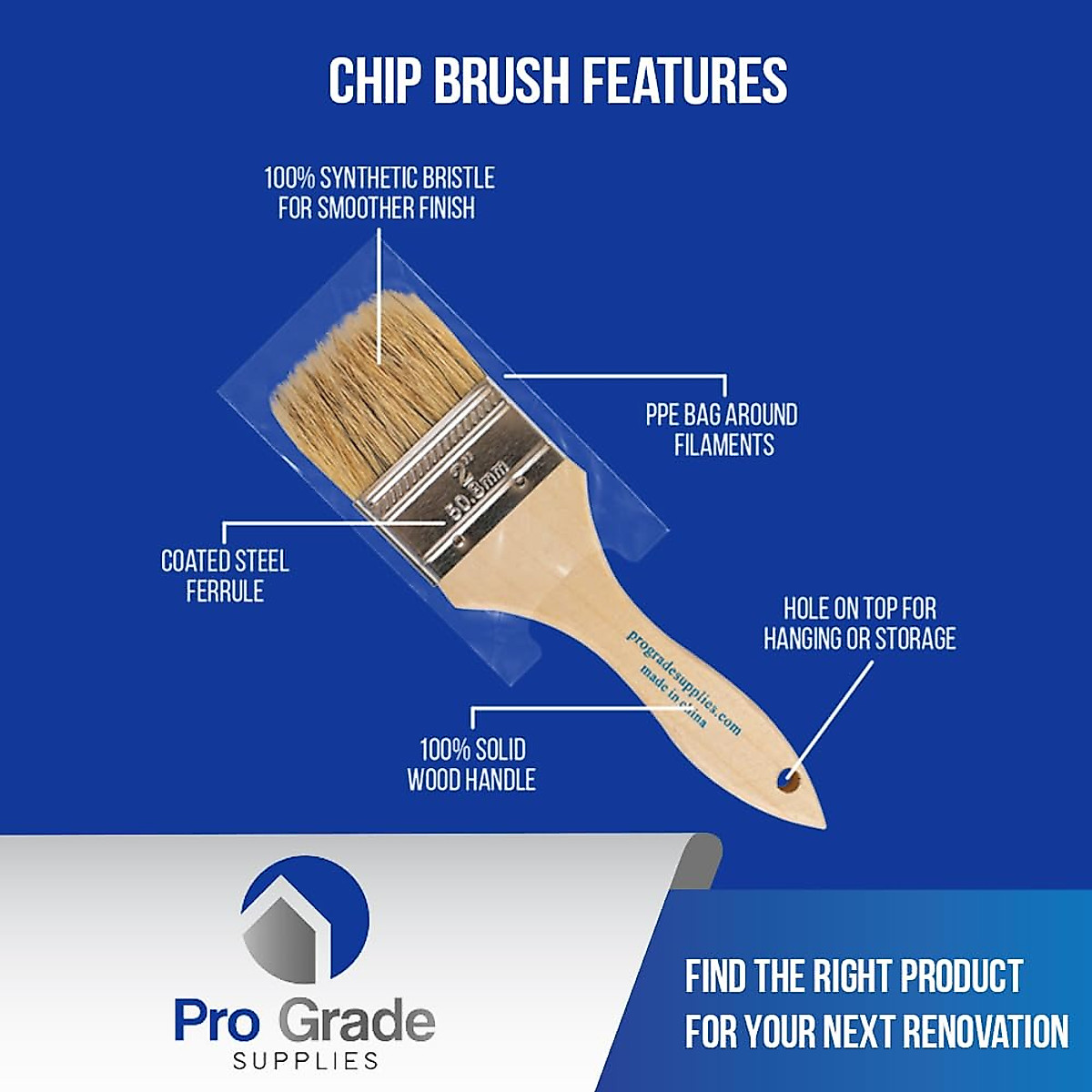 Pro Grade - Chip Paint Brushes - 24 Piece Variety Chip Brush Set