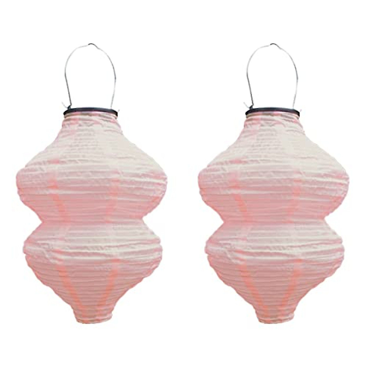 Uonlytech 2pcs Powered for Garden Pink Lamp Lawn Lamp, Solar Lantern, Fabric Coutyard with Chinese Outside Decorations Handle, Outdoor Non-woven Yard Landscape Lanterns - Handle